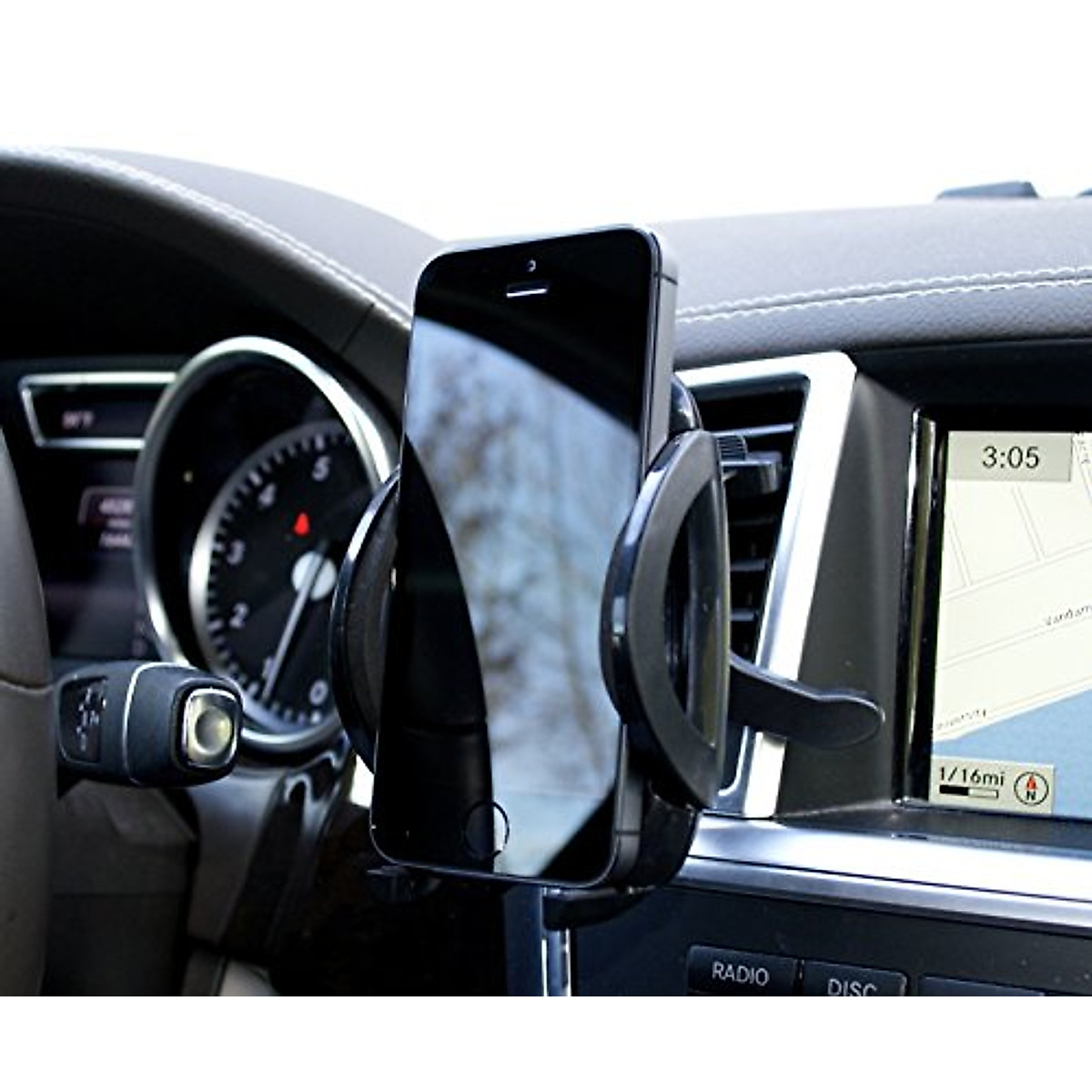 Onyx Air Vent Universal Smartphone Car Mount Holder - Cradle for Iphone 6 Plus /5S, Samsung Galaxy S5 S4 S3 Note 3 and other Smartphones unto 4.0" wide - Black