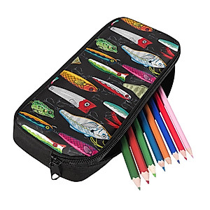 Ouhene Fishing Lures Pencil Case for Men Women,Large Capacity Pencil Box for Boys Girls,Pencil Case Pouch with Zipper for School Work Travel