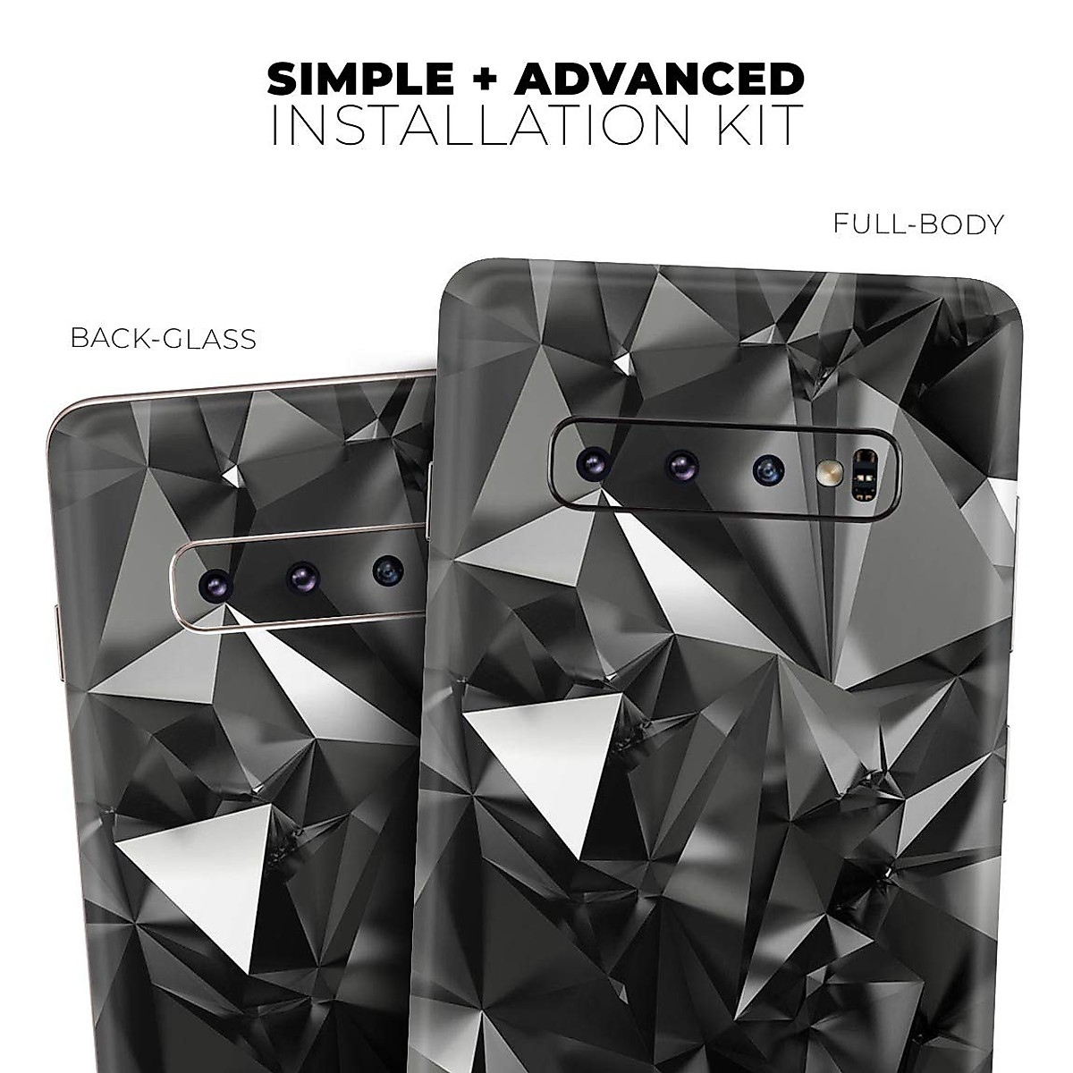 DesignSkinz Black 3D Diamond Surface | Protective Vinyl Decal Wrap Skin Cover Compatible with The Samsung Galaxy S10e (Full-Body, Screen Trim & Back Glass Skin)