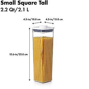 OXO Good Grips POP Container - Airtight Food Storage - 2.3 Qt Square (Set of 4) for Spaghetti and More