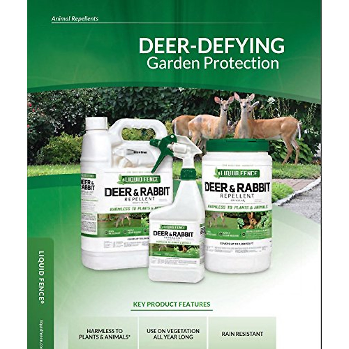 Liquid Fence Deer & Rabbit Repellent Ready-to-Use, 32-Ounce, 4-Pack (81126-1)