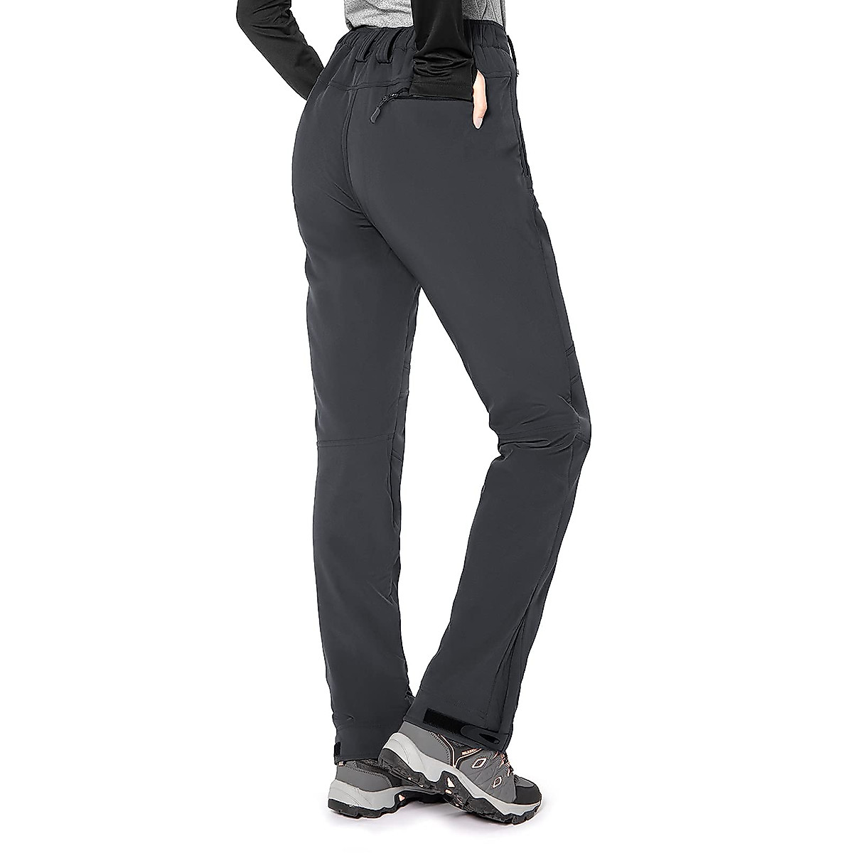 Cycorld Women's-Softshell-Ski-Snow-Pants,Fleece-Lined Winter-Hiking-Cargo-Pants, Work Outdoor Snowboarding Pants(Grey,XX-Large)