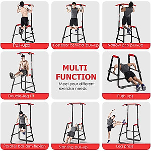KDFJ Multifunction Indoor Pull Up Bar Horizontal Bars,Muscle Trainer Workout,Pull Up Station Power Tower Home Gym Fitness Equipment-Black