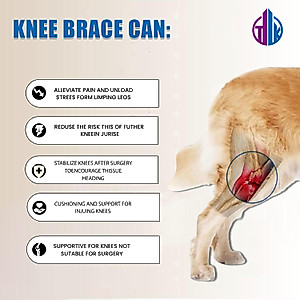 Tkcuteface Dog Knee Brace for ACL, Knee Cap Dislocation, Arthritis - Full Wrap - Easy Adjustable - Extra Support - Reduces Pain and Inflammation – Full Sizes (Large), Black