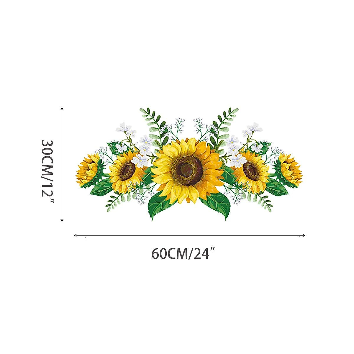 Daisy Sunflower Wall Decal Stickers,Yellow Daisy Sunflower Stickers with Green Leaves, Peel and Stick Removable Flower Stickers for Nursery Kids Room Living Room