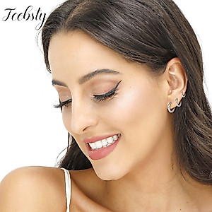 Small Silver Hoop Earrings- 3 Pairs of Hypoallergenic Cartilage Earring Hoop Sterling Silver Hoop Earring for Women Men (8mm 10mm 12mm)