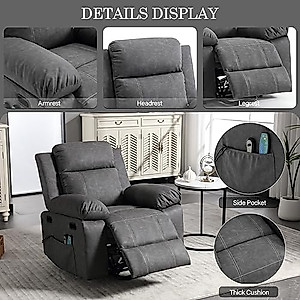 JEEOHEY Recliner Chair, Electric Power Lift Chair,Upholstered PU Leather Massage Chair Recliner Sofa with Heated,Adjustable Modern Reclining Chair for Elderly Adults(Grey)