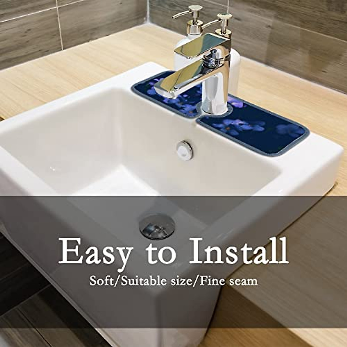 Absorbent Kitchen Faucet Mats 3 Pieces Moonlight Flowers Faucet Sink Splash Guard Bathroom Counter and RV,Faucet Counter Sink Water Stains Preventer