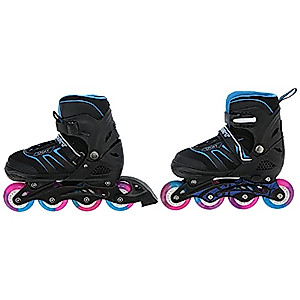 Zerone Roller Skates, Children Adjustable Roller Skates Colorful Stable Wheel Inline Skates for Girls Boys Outdoor Use, Triple Protection S/M/L(S-Blue)
