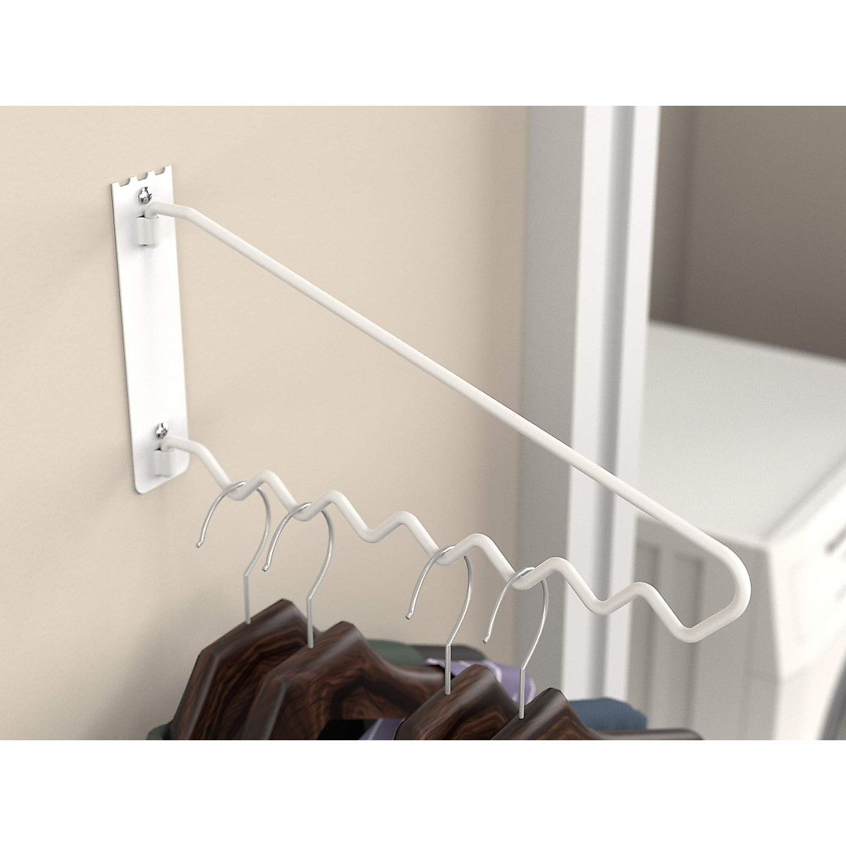 ClosetMaid Hanging Bar Valet Rod for Wall or Door Mount Installation, Hardware Included, Folding Design, Durable Steel, White, 11.75