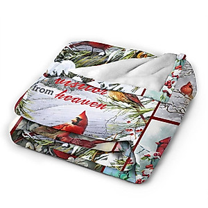 Socira Flannel Throw Blanket,Red Christmas Birds Patchwork Small Fleece Sofa Blanket,Comfy Camping Lap Blanket,Super Soft Thin Noon Break Blanket for Office Home Car 40''X50''