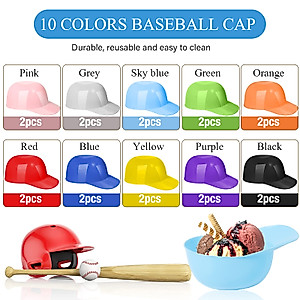 20 Pcs Baseball Helmet Ice Cream Snack Bowl Dessert Cups Baseball Theme Party Supplies 8 oz Mini Sundae Bowls Baseball Plates 20 Pcs Disposable Taster Dessert Ice Cream Spoon for Party Birthday