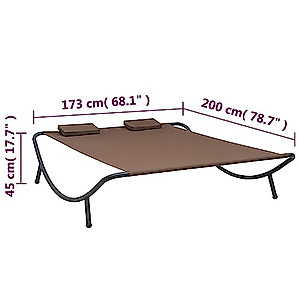 GROSERY Patio Lounge Bed Fabric Brown,Weatherproof Lounge Bed with Pillows for Garden, Patio, and Beach Relaxation Outdoor Furniture