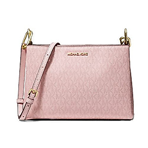 Michael Kors Trisha Leather Medium Triple Compartment Crossbody (Dark Powder Blush)
