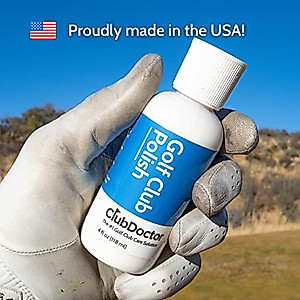 Club Doctor Golf Club Polish - Cleaner, Scratch Remover, and Rust Remover for Irons, Drivers, Putters, and Woods - Removes Scuffs and Skymarks - Made in USA - Golf Club Polishing and Cleaning Kit