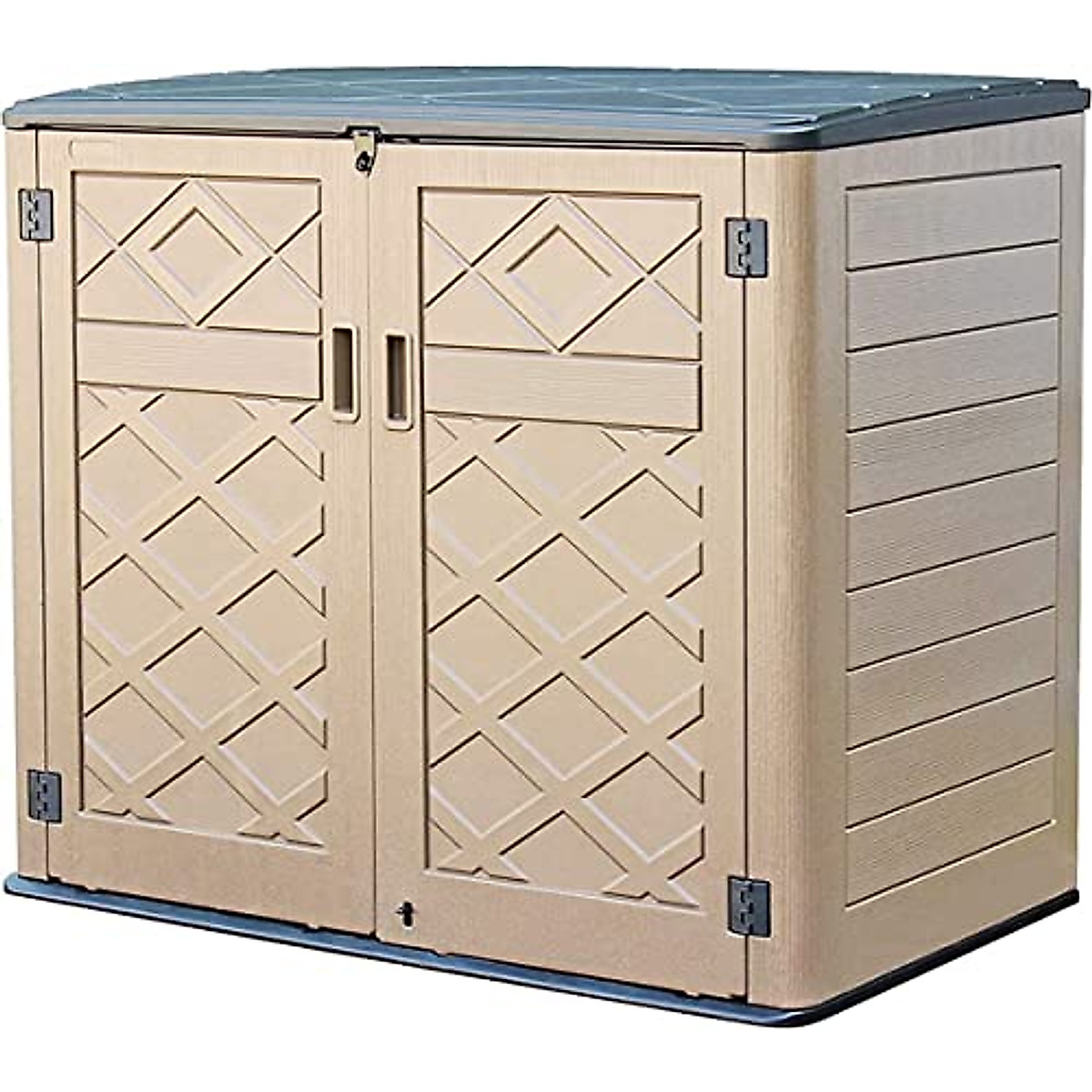 HOMSPARK Horizontal Storage Shed Weather Resistance, Multi-Purpose Outdoor Storage Box for Backyards and Patios, 38 Cubic Feet Capacity for Bike, Lawnmower, Trash Cans, Patio Accessories(Brown)