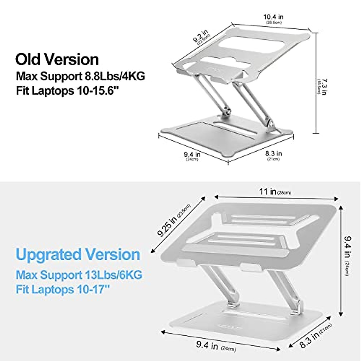 Urmust Adjustable Laptop Stand Silver+ Upgraded Version 17" Laptop Riser Silver