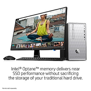 HP Pavilion (590-p0050) Desktop Computer with Intel Core i5+8400 Processor, 8GB RAM and 16 GB Intel Optane Memory, 1TB Hard Drive, Windows 10 (Silver)