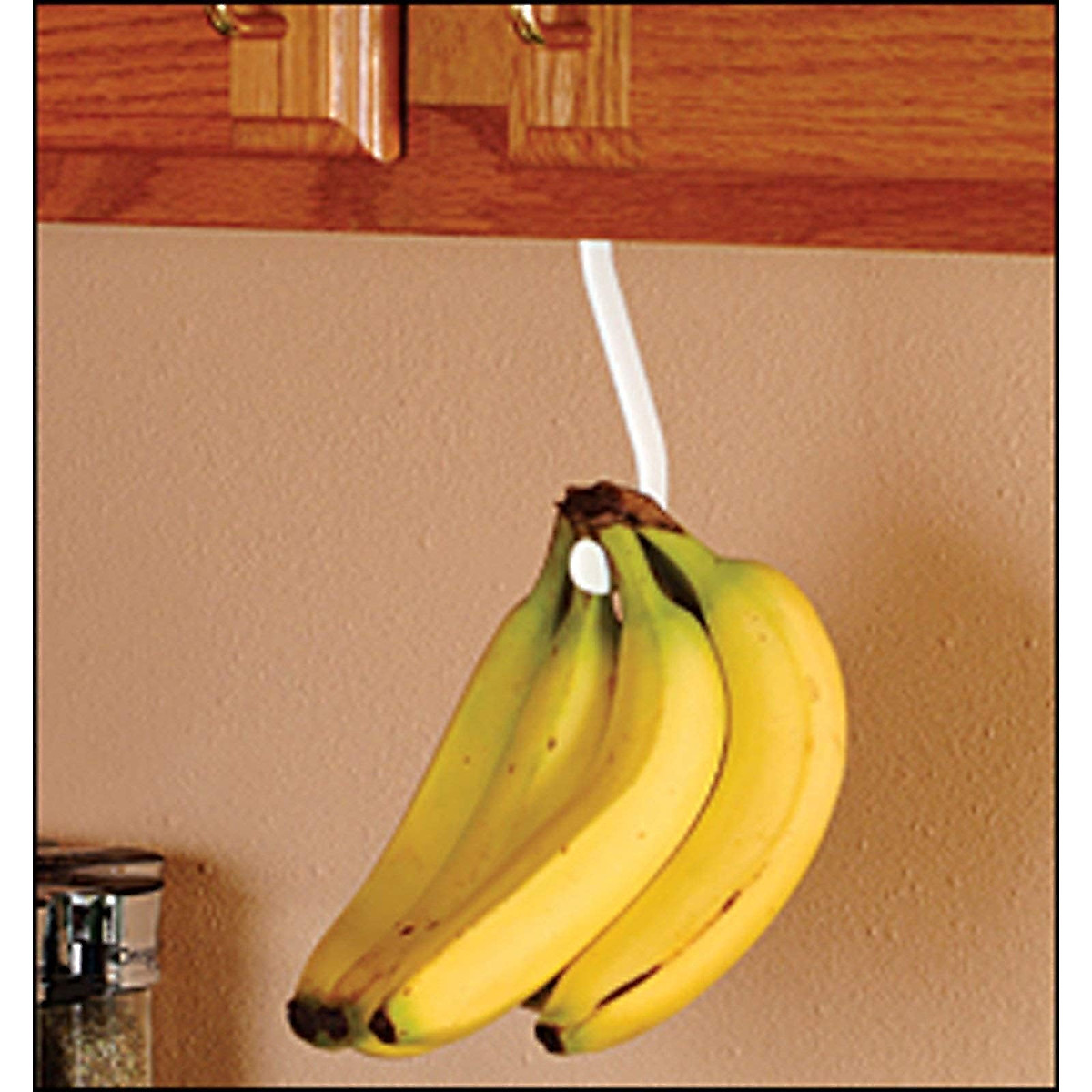 Gadjit Banana Hook/Hanger (White) - Under Cabinet Hook to Hang a Bunch of Bananas. Folds Up Out of Sight When Not in Use. Mounting Adhesive Included. Hanging Bananas Prevents Bruising