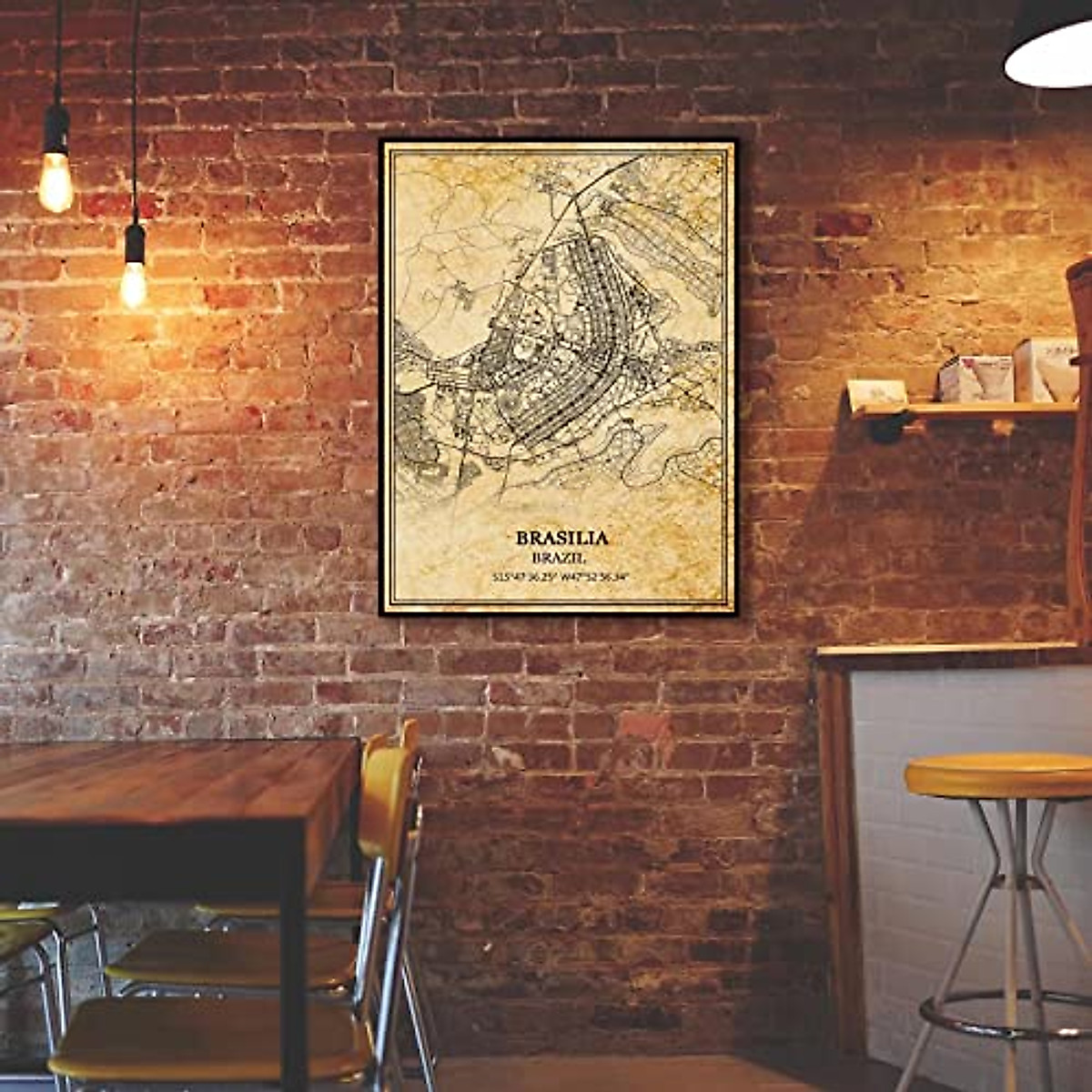 TANOKCRS Brasilia Brazil Wall Art Vintage Print Poster Map Artwork Travel Souvenir Gift Home Decor 16x20 Inches Unframed