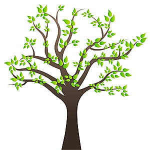 Amaonm Removable Cartoon Giant Brown Tree Wall Decals DIY Leaves Wall Sticker Peel and Stick Wall Decor for Nursery Kids Girls Nursery Room Bedroom Living Room Offices Kindergarten Decoration(Tree)