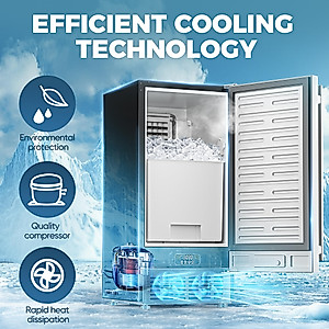 Coolski Commercial Under Counter Ice Maker Machine, 100LBS/Day with 30LBS Ice Storage, Stainless Steel Built-in Freestanding Ice Machine, Drain Pump, Water Filter, Ideal for Home Apartment Commercial