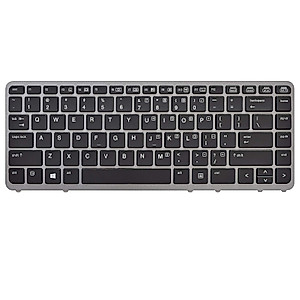 SUNMALL Laptop Keyboard Replacement with Backlit (Without Pointer) Compatible with HP EliteBook 840 G1 G2 / 850 G1 G2 / 745 G1 G2/HP ZBook 14 Series Laptop US Layout (with Silver Frame)