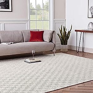SAFAVIEH Natura Collection Area Rug - 9' x 12', Ivory & Light Grey, Handmade Wool, Ideal for High Traffic Areas in Living Room, Bedroom (NAT503A)