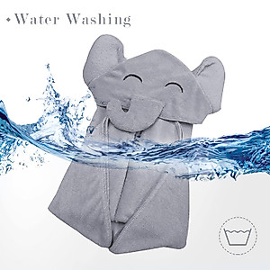 YOYOO Premium Baby Bath Towel – Viscose Derived from Bamboo, Baby Hooded Towels - Newborn Essential Cute Grey Little Elephant -Perfect Baby Registry Gifts for Boy Girl