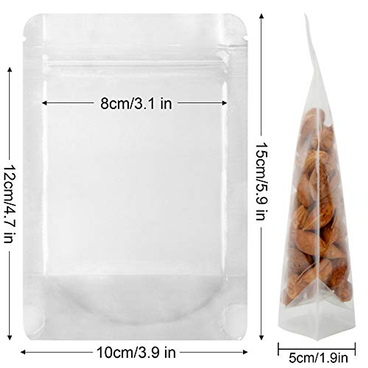 Blisstime 50 Pack Stand Up Pouch Bags, Resealable Clear Zip Lock Pouches With Tear Notch for Food Packing (3.9 X 5.9IN)