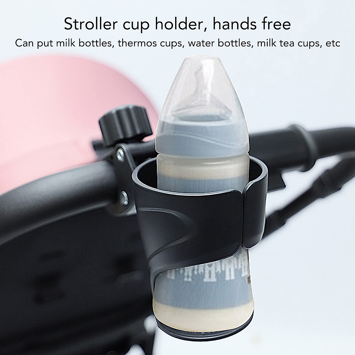 Stroller Cup Holder, Universal Wheelchair Cup Holder, Bike Cup Holder with Adjustable Clip, Baby Bottle Holder for Walkers Scooters