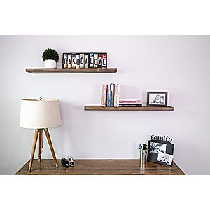 DAKODA LOVE Floating Shelves | Solid Poplar | Premium Craftsman Quality | Easy Hidden Bracket Wall Mount | Set of 2 (Espresso, 24" L x 10" D)