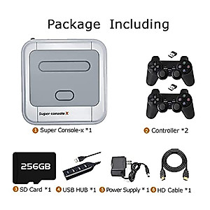 Super Console X 256G, Video Game Consoles Built in 117,000+ Classic Games,Game System for 4K HD/AV Output,Compatible with 70+ Emulators, 2 Wireless Controllers,Gift for Men/Boyfriend