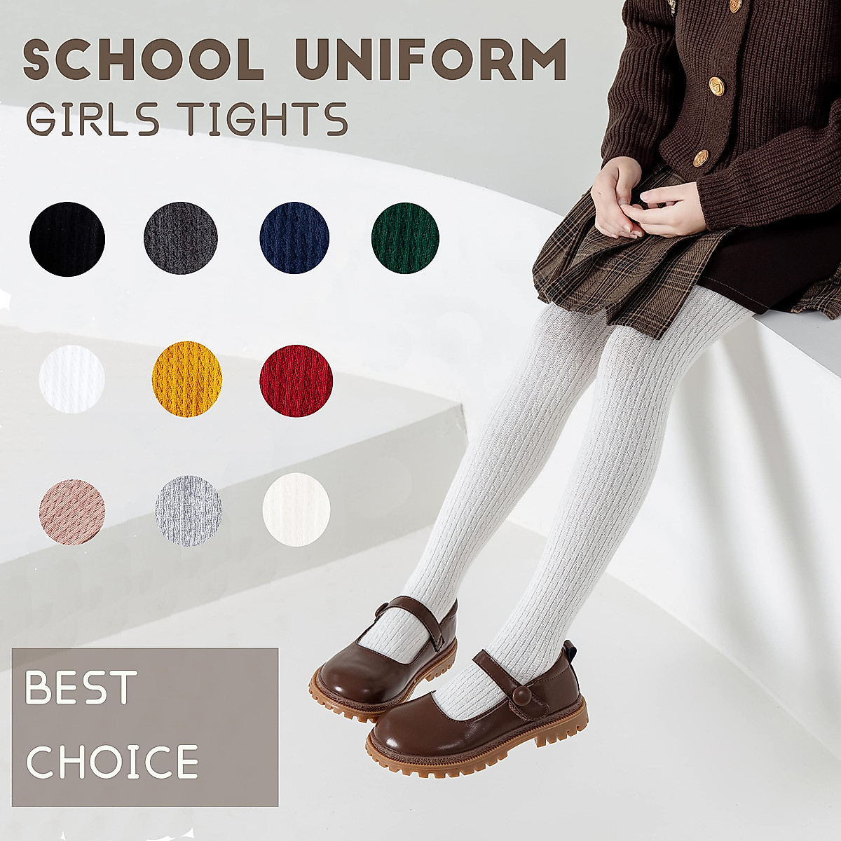 Marchare Baby Girls Tights Thick Cable Knit Solid Seamless Leggings Winter Warm Stockings For Toddler Girls Navy 2 Pack 8-10 Years