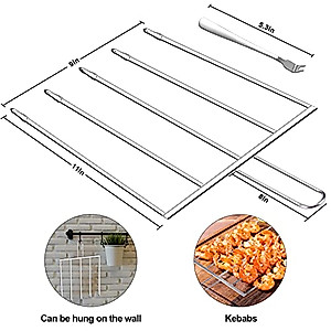 5 in 1 Kabob Skewers for Grilling with Slider - Stainless Steel BBQ Skewers, Metal Barbecue Skewers for Kabobs, Shish Kebab Grill Skewers & Ideal Kabob Sticks for Shrimp Veggie Meat Chicken