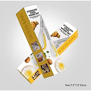 SIAM'S Stainless steel whisk set 3 PCS,Wire Whisk, Egg whisk, Kitchen Cooking Utensils for Blending, Whisking, Stirring (3 PIECES)