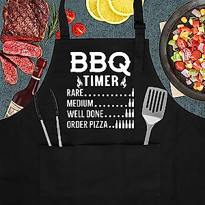 Miracu Funny BBQ Apron for Men, Grilling Aprons for Men w/ 3 Pockets - Mens Kitchen Apron for Grilling, BBQ, Chef Apron for Men, Dad, Husband, Boyfriend, Him, Brother, Friend - Grill Cooking Apron