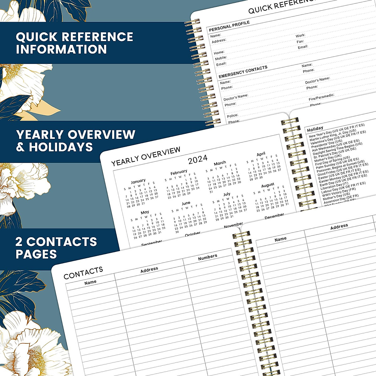 2024 Planner - Planner 2024, 2024 Weekly and Monthly Planner from Jan. 2024 - Dec. 2024, 8" x 10", Thick Paper, Spiral Bound, Flexible Cover