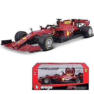 HNW 1/18 Bburago Model Car for 2020 SF1000 F1 5# Sebastian Vettel Diecast Model Car Official Formula 1 for Unisex Adult