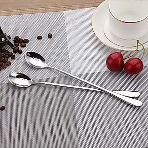 Long Handle Stirring Spoon, DaKuan Set of 10 Stainless Steel Mixing Spoon for Iced Tea, Coffee, Cocktail, Milkshake, Cold Drink