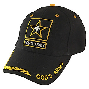 Gods Army Black Canvas Baseball Cap with Embroidery | One Size Fits All | Hook & Loop Closure | 100% Cotton | Adjustable Velcro Band in Back | 6 Panel hat w/ 6 Eyelets