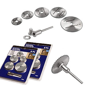 Saiper 12pcs/2Sets HSS Circular Wood Cutting Saw Blade Discs with 2pcs 1/8" Shank Extension Rod for Dremel Rotary Tool Mandrel