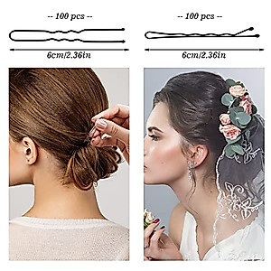 200Pcs 2.4Inch Hair Pins Kit, Bobby Pins and U Shaped Hair Pins Bun Hair Pins Stocking Stuffers Gift for Women Girls with Storage Box (Black)