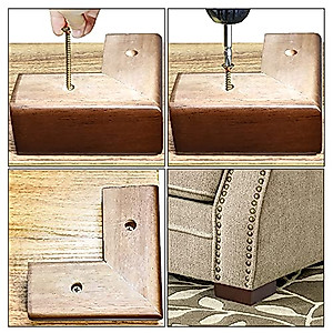 AORYVIC Wooden Bed Riser 2 inch Sofa Feet for Furniture L Shaped Couch Feet Dresser Leg Set of 4