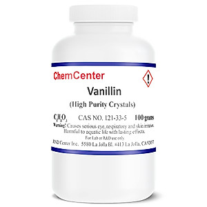 Vanillin, Crystals/Powder, 99% Minimum, 100 Grams