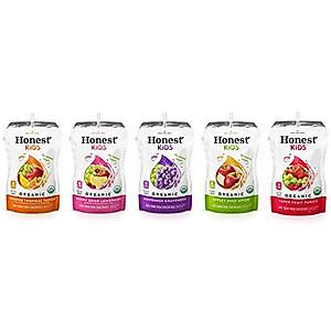 Honest Kids Organic Juice Drink, 5 Flavor Variety Pack 6.75 Fl Oz Pouches Pack of 15