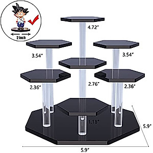 crylic Display Stand for Figures, Collectibles, Toys and Dolls, Jewelry, Action Figures Collection Organizer Holder, Collectibles Display Stand, Cosmetic Items Display Risers, 7-Tier. (Black)