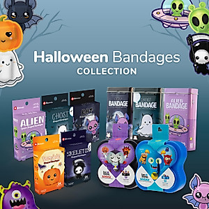 BioSwiss Bandages, Halloween Ghost Shaped Self Adhesive Bandage, Latex Free Sterile Wound Care, Fun First Aid Kit Supplies for Kids, 24 Count