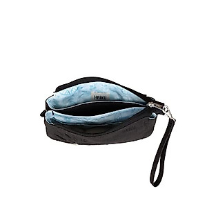 HAIKU Stride Small Womens RFID-Blocking Convertible Crossbody Wristlet Purse, Wallet and Cell Phone Crossbody Bag with Detachable Strap, Black in Bloom