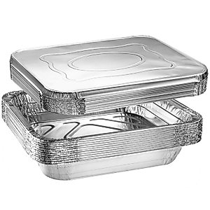 Green Direct Disposable Aluminum Foil Baking Pans with Lids - Half Size (9 x 13 inch) Roasting pan with covers for all kitchen & cooking needs, Pack of 10 pans and 10 lids